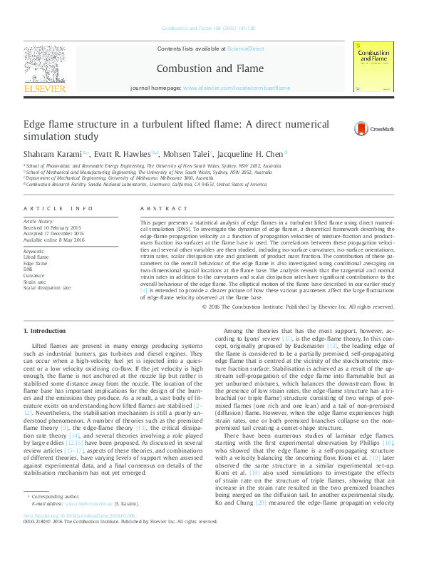 (PDF) Combustion and Flame Edge flame structure in a turbulent lifted flame: A direct numerical ...