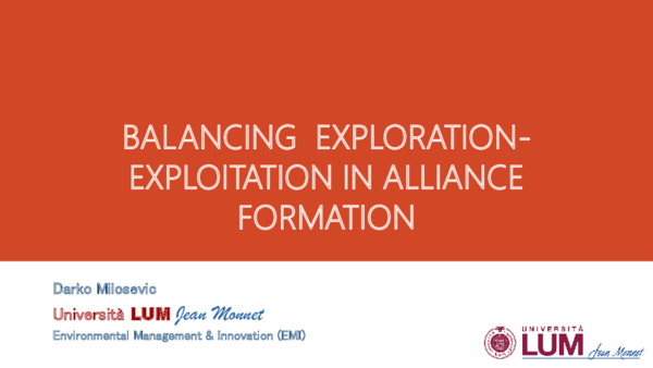 (PPT) Balancing exploration and exploitation in alliance formation
