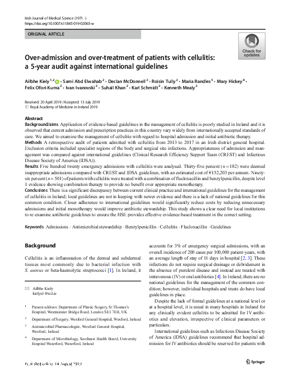 (PDF) Management of cellulitis: current practice and research questions ...