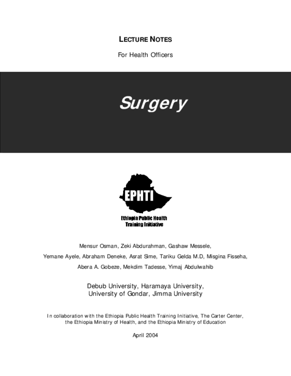 (PDF) LECTURE NOTES For Health Officers Surgery