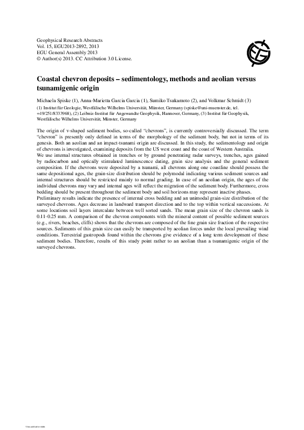 (PDF) Coastal chevron deposits - sedimentology, methods and aeolian ...