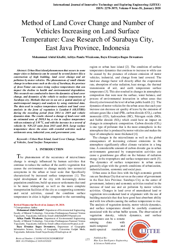 (PDF) Method of Land Cover Change and Number of Vehicles Increasing on ...