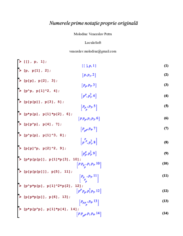 (PDF) Numerele prime notație proprie originală