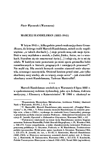 (PDF) Marceli Handelsman (1882-1945), [w:] M. Handelsman, Historyka ...
