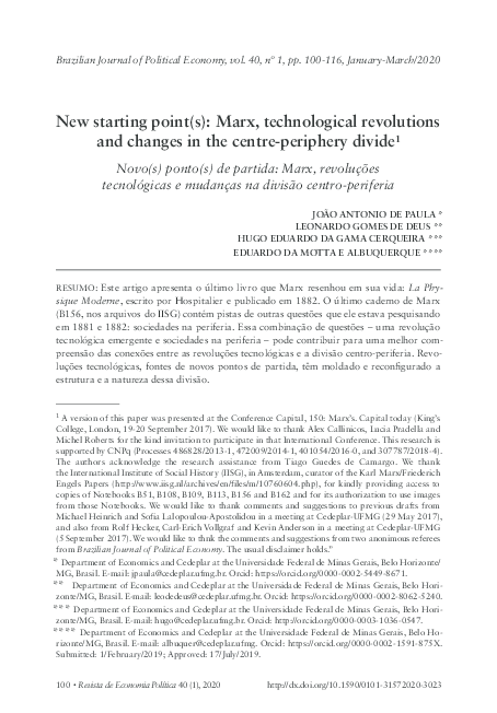 (PDF) New starting point(s): Marx, technological revolutions and ...