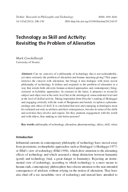 (PDF) Technology as Skill and Activity: Revisiting the Problem of ...