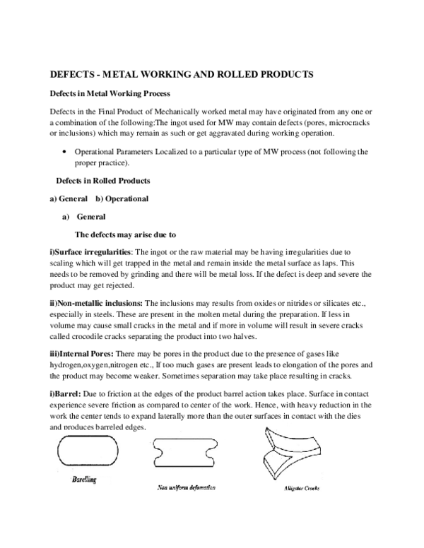 (PDF) DEFECTS -METAL WORKING AND ROLLED PRODUCTS