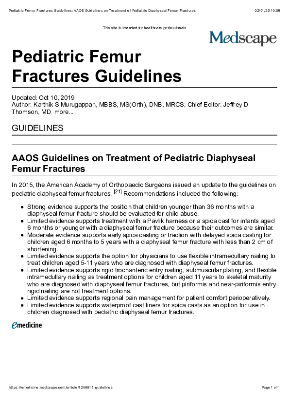 (PDF) Pediatric Femur Fractures Guidelines AAOS Guidelines on Treatment of Pediatric Diaphyseal ...