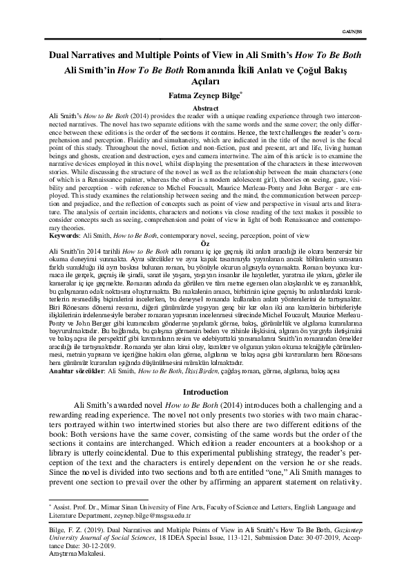 (PDF) Dual Narratives and Multiple Points of View in Ali Smith's How To ...