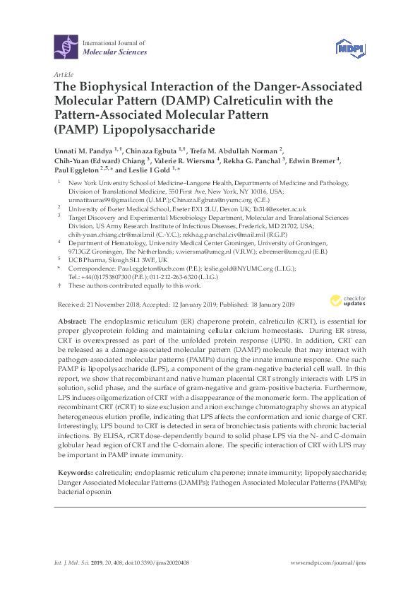 (PDF) The Biophysical Interaction of the Danger-Associated Molecular ...