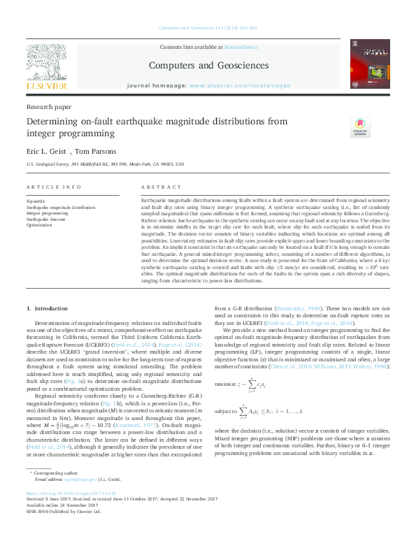 (PDF) Determining on-fault earthquake magnitude distributions from ...