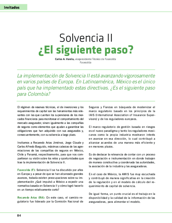 (PDF) Solvencia II ¿El siguiente paso