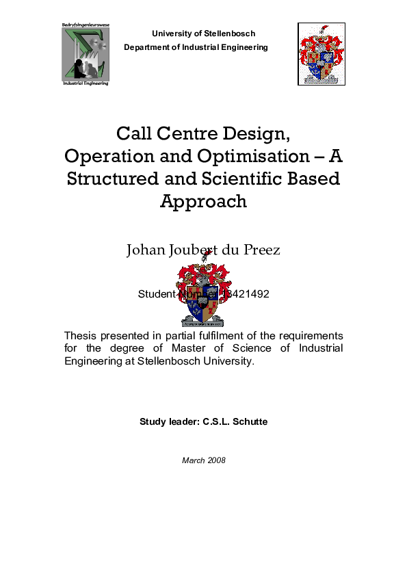 (PDF) Call Centre Design, Operation and Optimisation -A Structured and ...