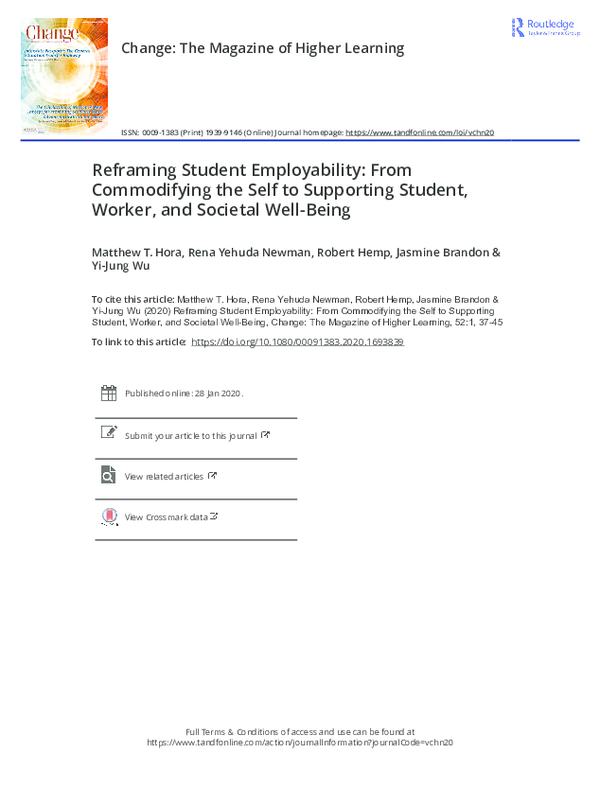 (PDF) Change: The Reframing Student Employability: From Commodifying ...