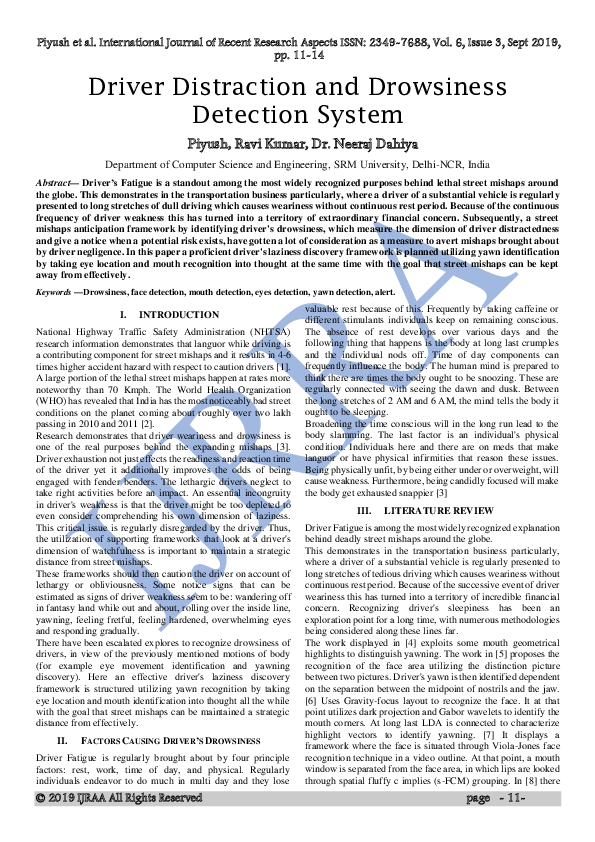 (PDF) Driver Distraction and Drowsiness Detection System