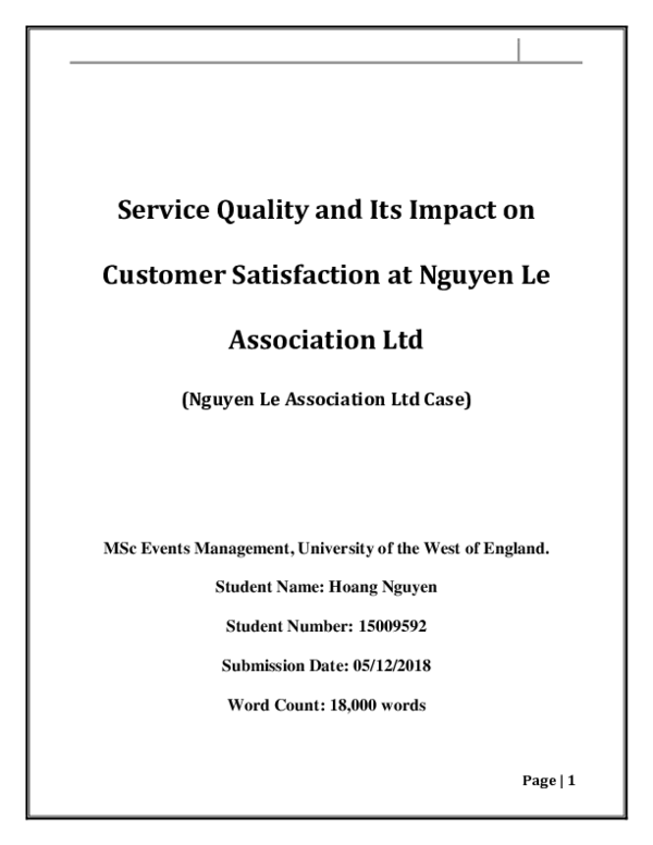(DOC) Service Quality and Its Impact on Customer Satisfaction at Nguyen ...