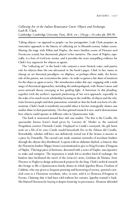 (PDF) Review: Collecting Art in the Italian Renaissance Court: Objects ...