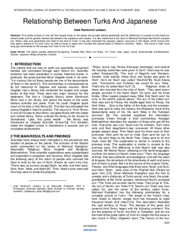 (PDF) Relationship Between Turks And Japanese