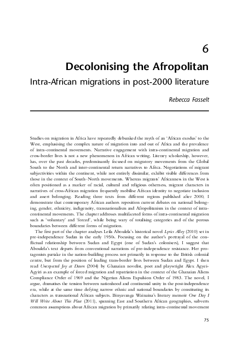 (PDF) Decolonising the Afropolitan: Intra-African migrations in post ...
