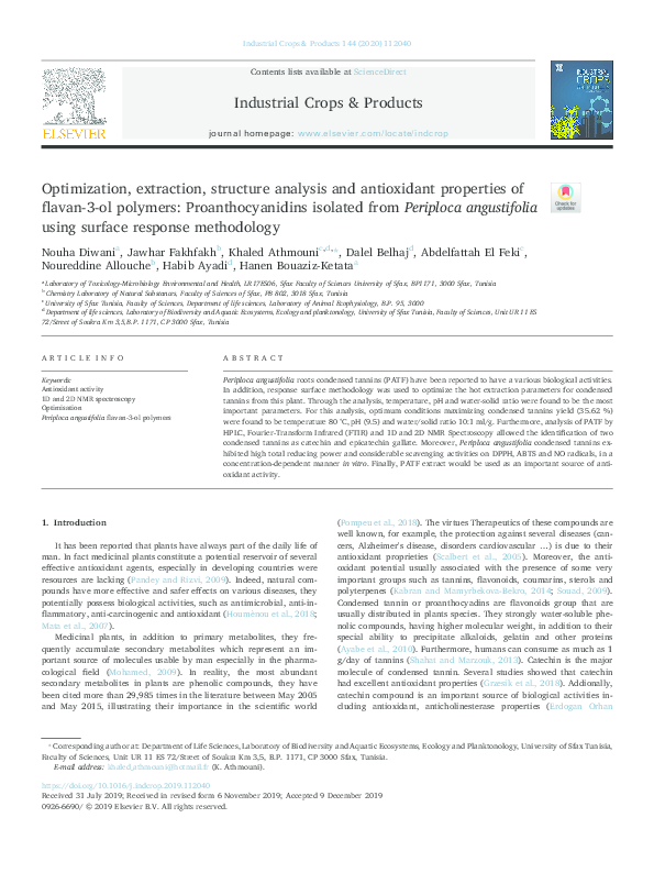 Pdf Optimization Extraction Structure Analysis And Antioxidant Properties Of Flavan 3 Ol