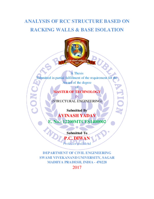 (PDF) ANALYSIS OF RCC STRUCTURE BASED ON RACKING WALLS & BASE ISOLATION