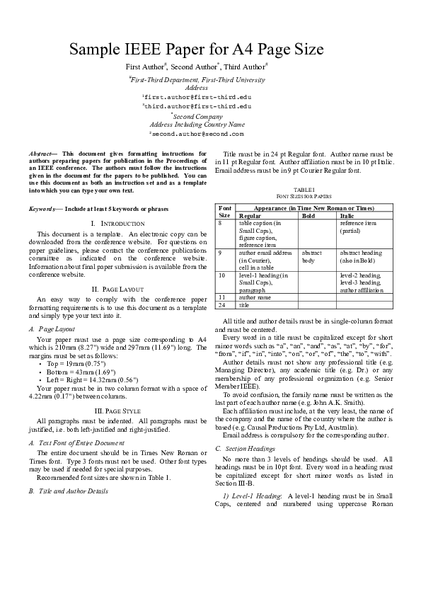 (PDF) Sample IEEE Paper for A4 Page Size