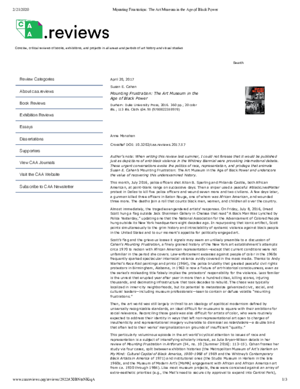 (PDF) Book Review: Susan Cahan, "Mounting Frustration: The Art Museum ...