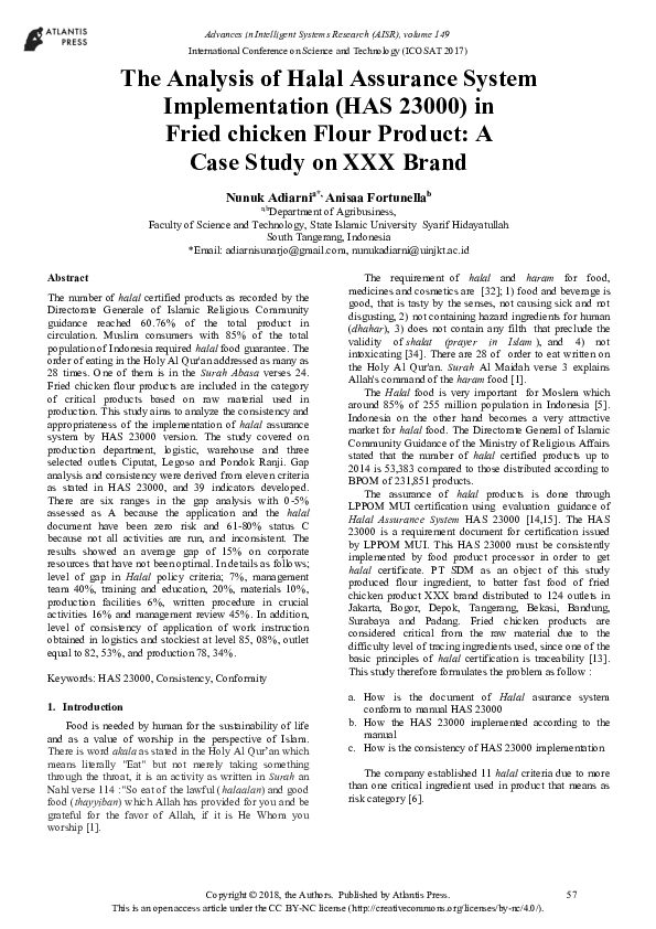 (PDF) The Analysis of Halal Assurance System Implementation (HAS 23000 ...