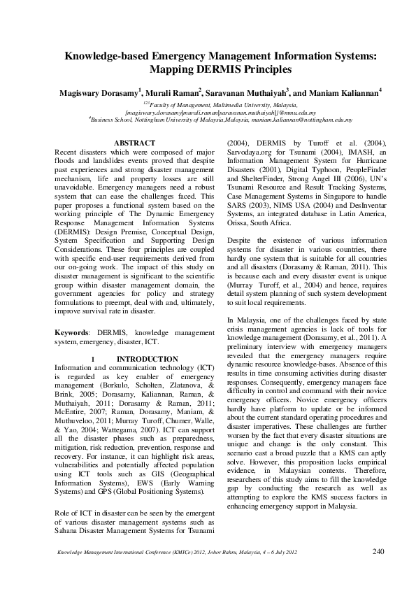 (PDF) Knowledge-based Emergency Management Information Systems: Mapping ...