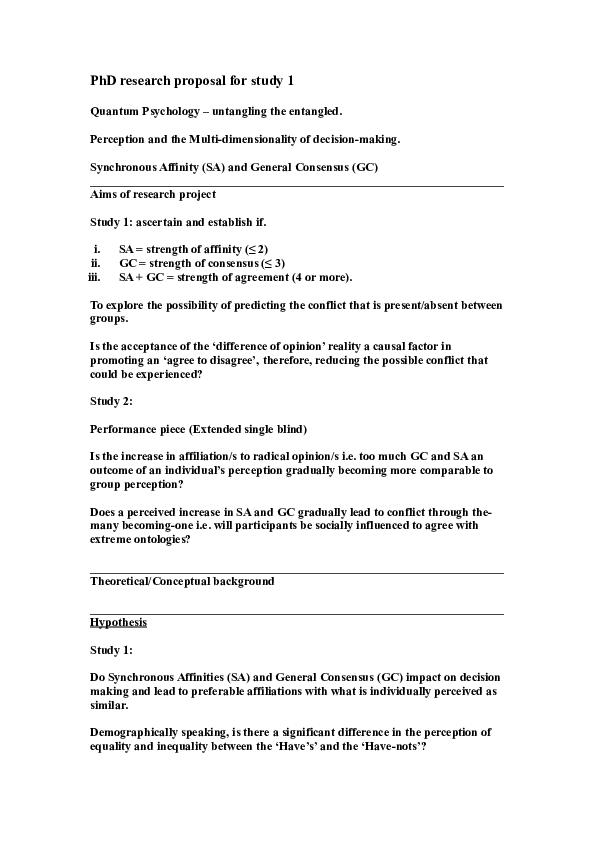 (DOC) PhD research proposal: Study 1 + 2