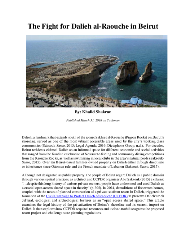 (PDF) The Fight for Dalieh al-Raouche in Beirut