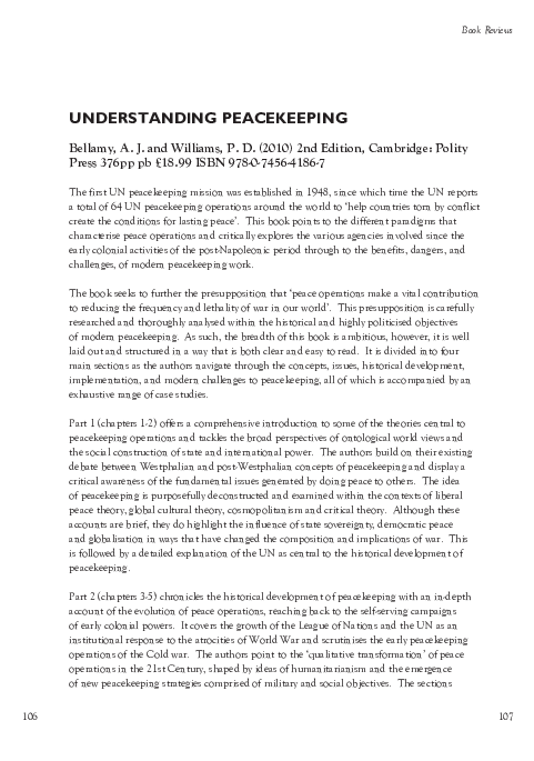 (PDF) Review of Understanding Peacekeeping, 2nd Ed., by by Alex Bellamy ...