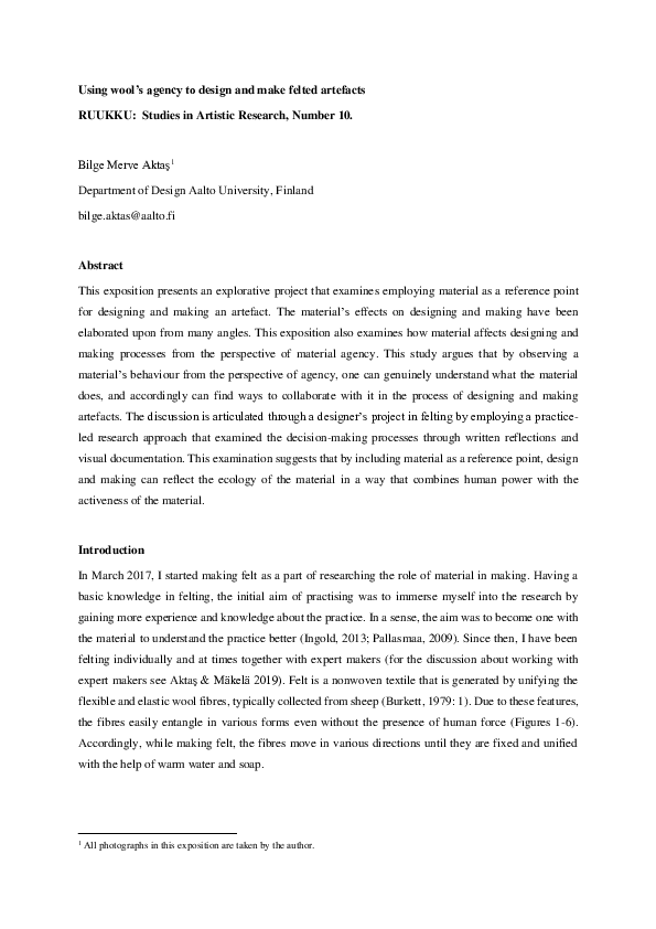 (PDF) Exploring Material Agency in Felt Design