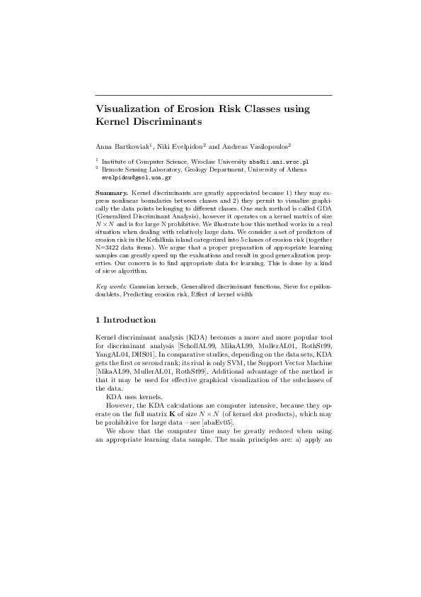(PDF) Visualization of erosion risk classes using Kernel discriminants