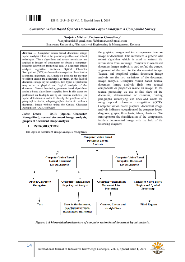 (PDF) Computer Vision Based Optical Document Layout Analysis: A ...