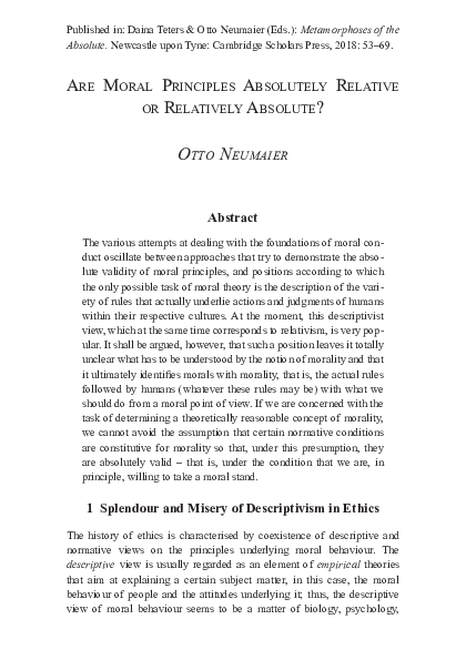 (PDF) Are Moral Principles Absolutely Relative or Relatively Absolute?