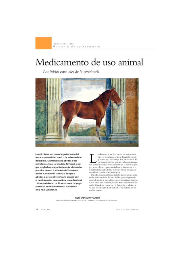 (PDF) Evolución del medicamento de uso animal. Los inicios españoles de ...