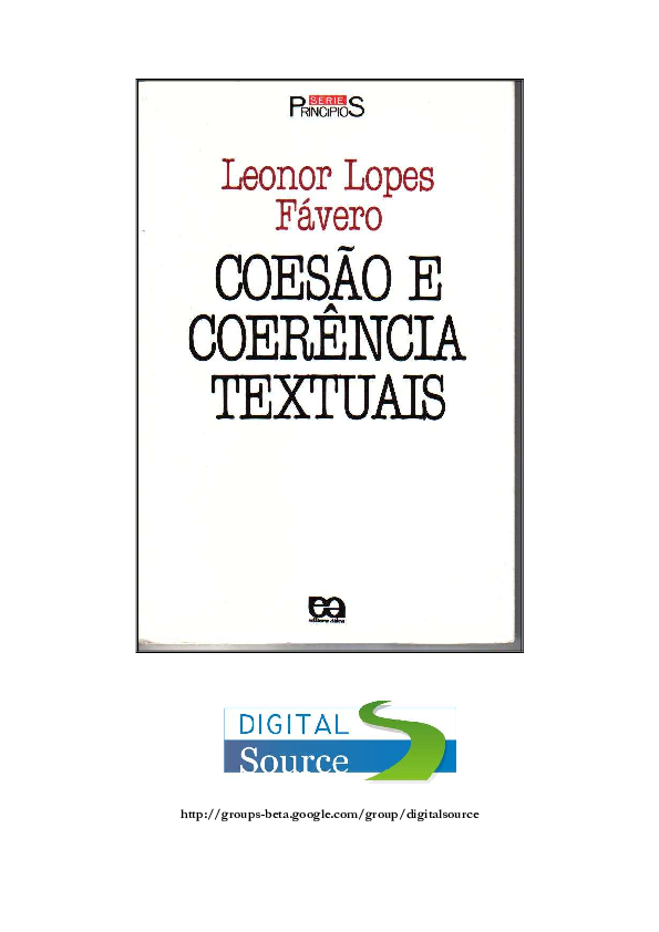 (PDF) LIVRO OK Coesão e coerência textuais Leonor Fávero(1)