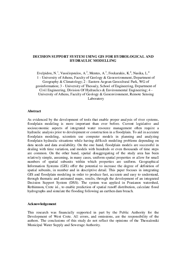 (PDF) Decision support system using GIS for hydrological and hydraulic ...