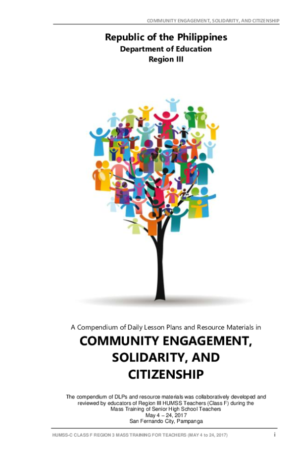 (PDF) COMMUNITY ENGAGEMENT, SOLIDARITY, AND CITIZENSHIP Republic of the ...