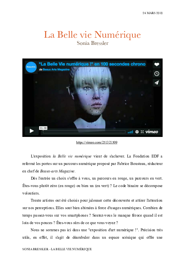(PDF) La Belle vie Numérique