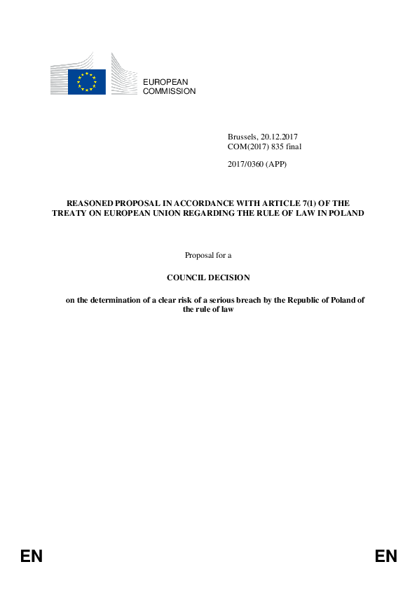 (PDF) Proposal for a COUNCIL DECISION on the determination of a clear risk of a serious breach ...