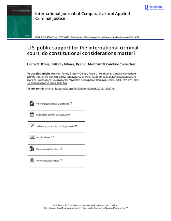 (PDF) U.S. public support for the international criminal court: do ...