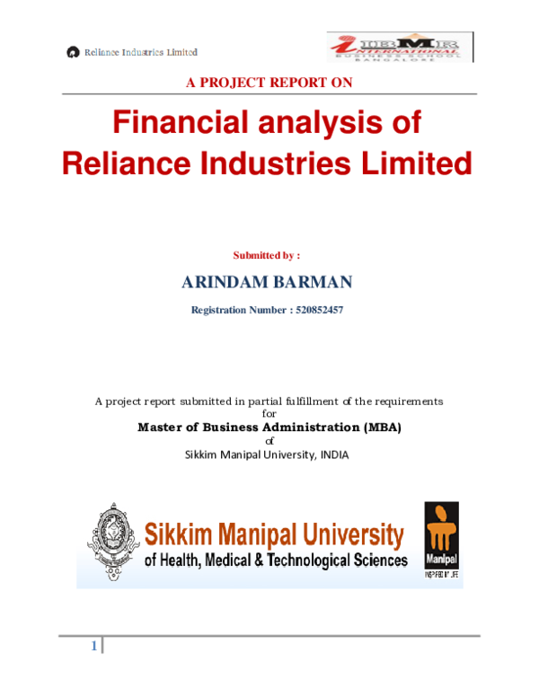 (DOC) Vdocuments.mx project report on financial analysis of reliance ...