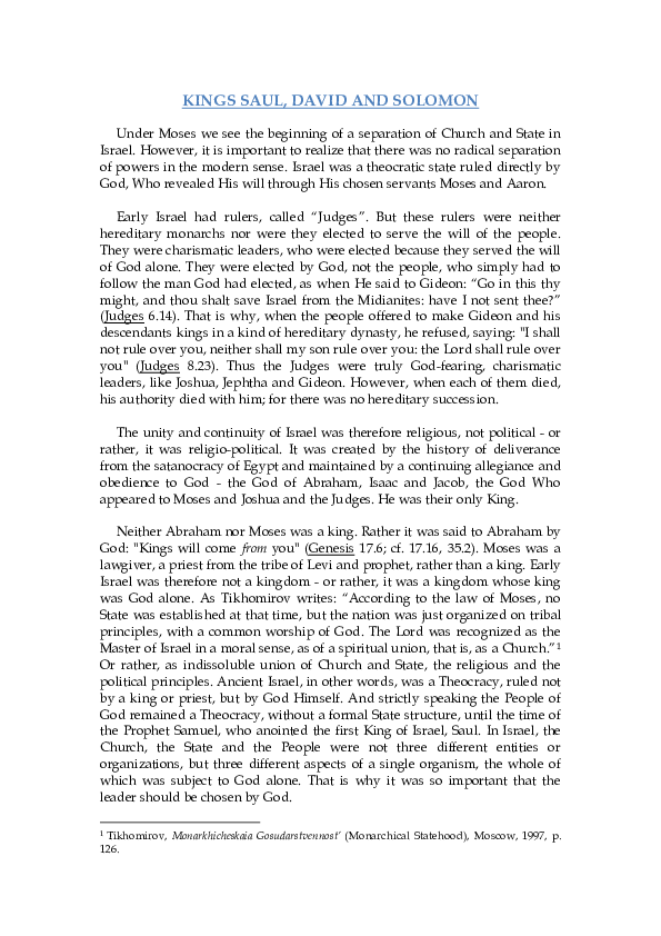 (DOC) KINGS SAUL, DAVID AND SOLOMON