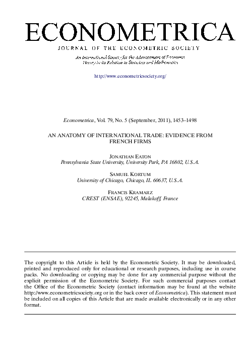 (PDF) AN ANATOMY OF INTERNATIONAL TRADE: EVIDENCE FROM FRENCH FIRMS AN ...