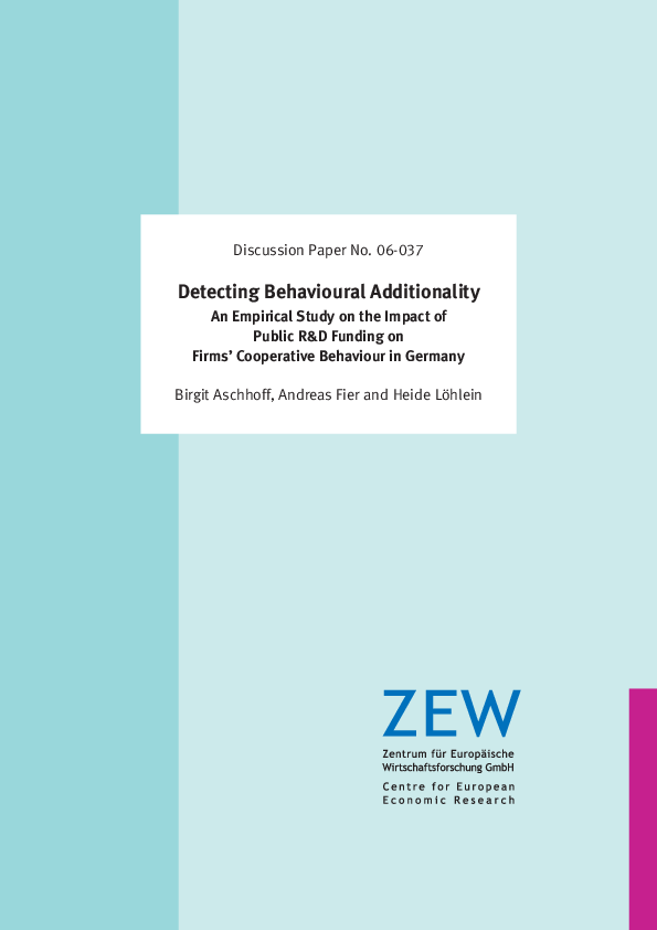 (PDF) Detecting Behavioural Additionality An Empirical Study on the ...