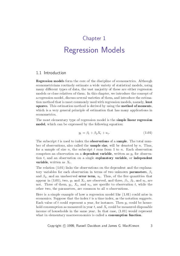 (PDF) Regression Models 1.1 Introduction