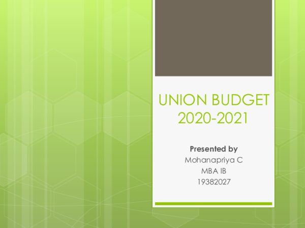 (PPT) UNION BUDGET
