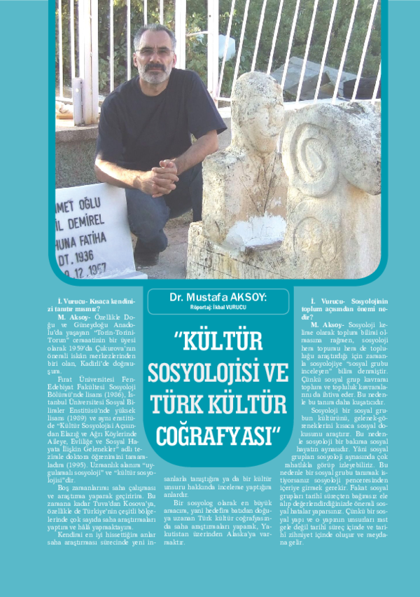 (PDF) Mustafa Aksoy, Kültür Sosyolojisi ve Kültür Cografyası